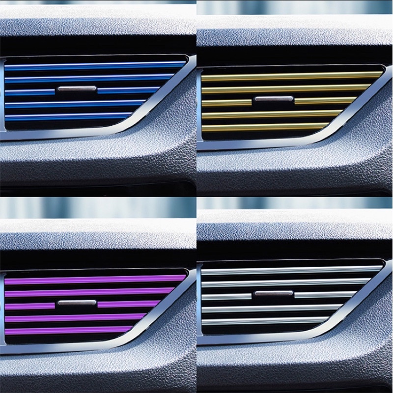 10pc Car Interior Chrome Strip decal trim DF Grid Decoration Line Wire ...