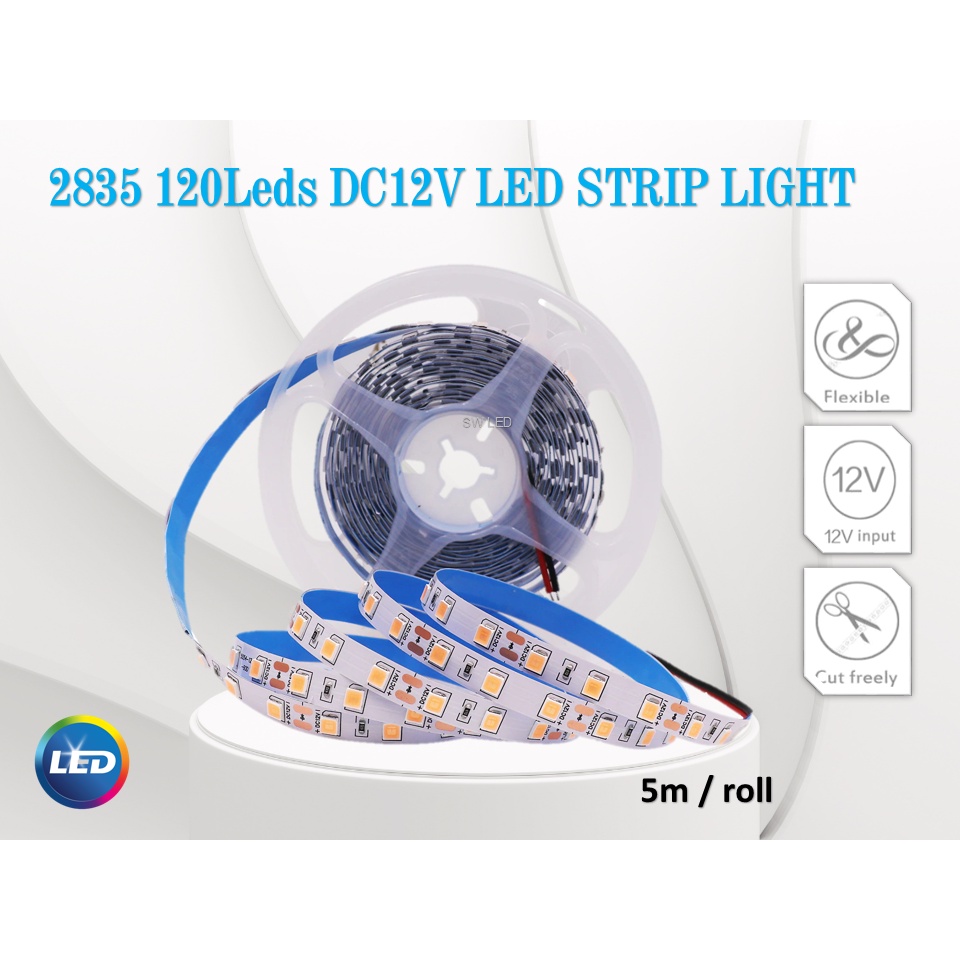 12V DC 2835 LED STRIP LIGHT 120leds 5m/roll WARM WHITE | Shopee Malaysia