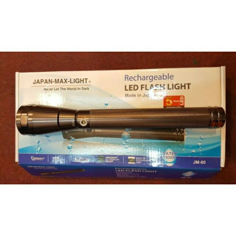 JAPAN MAX LIGHT 🇯🇵 (RECHARGEABLE LED HEAVY DUTY TORCHLIGHT) MODEL JM-80 ...