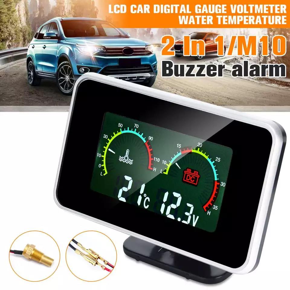 2 in 1 Car Water Temp+Voltmeter Gauge Car Digital Gauge Voltage ...