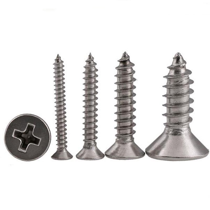 M2.6 M3 M3.5 304 Stainless Steel Cross Flat Head Wood Screws ...