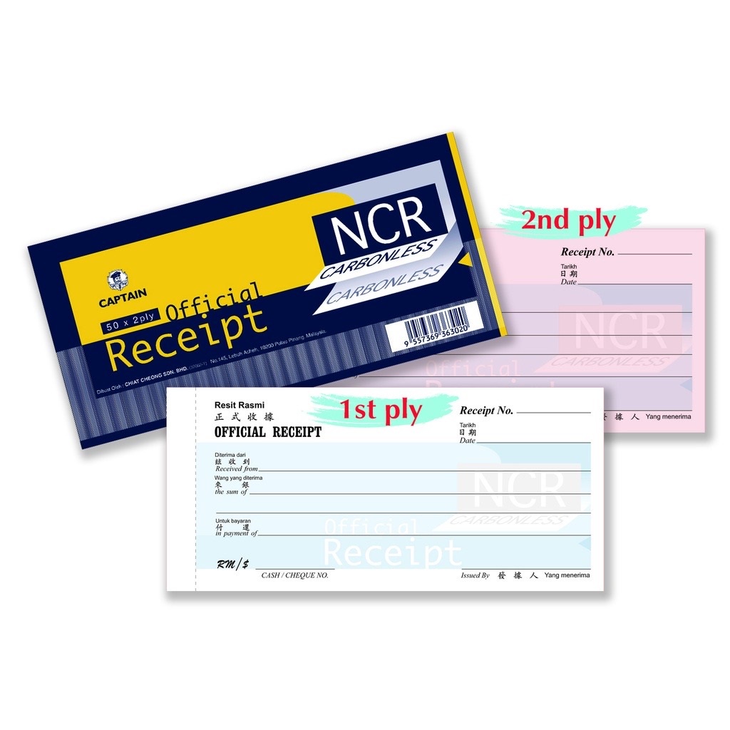 Captain NCR Official Receipt Book 2Ply 50 Sheets | Shopee Malaysia