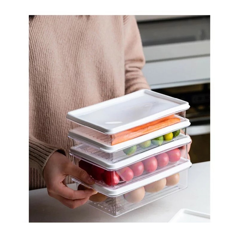 4pcs Food Storage Containers, Stackable Refrigerator Freezer Organizer ...