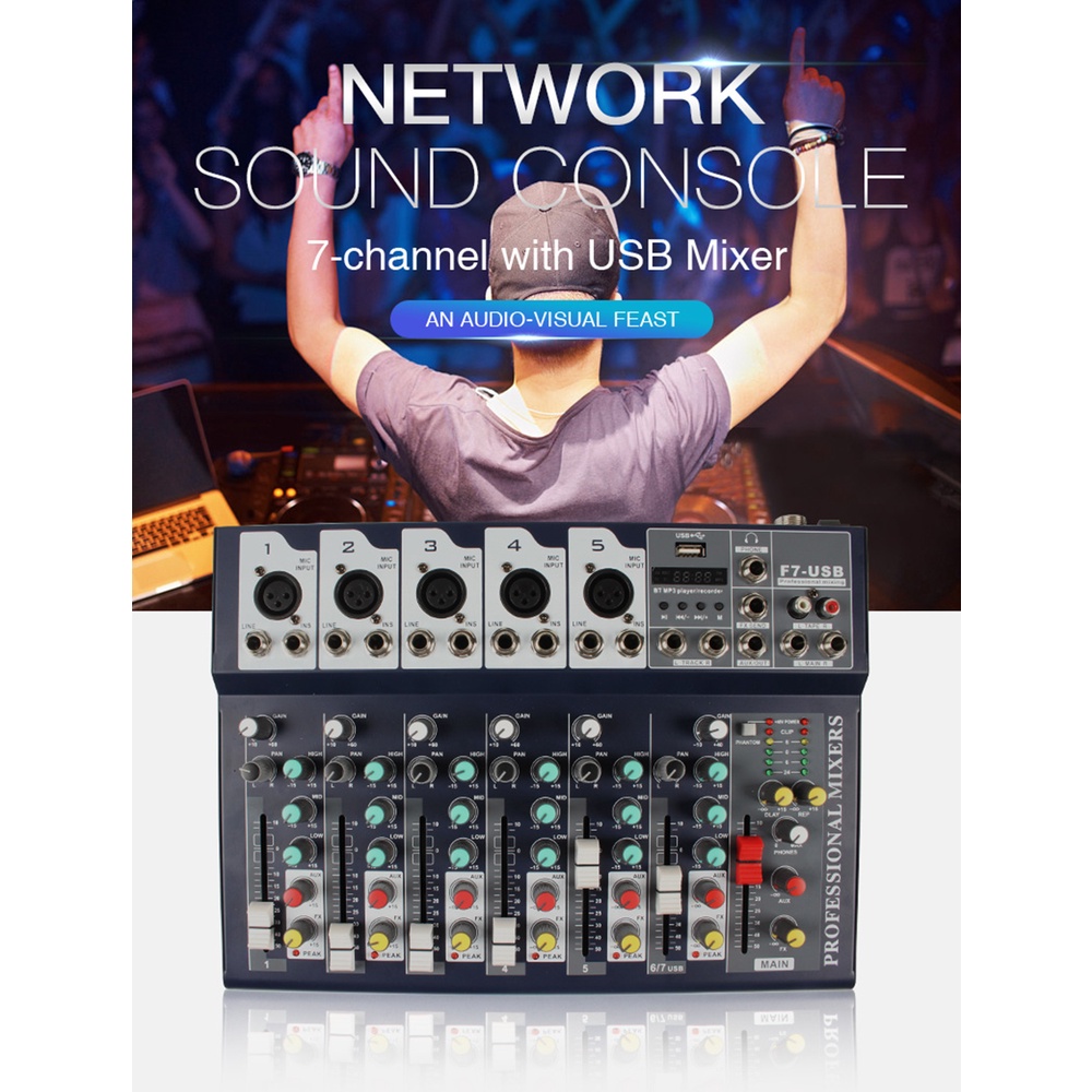Music studio mixing console 7-channel Analog Audio Mixer 7 mono 1 ...