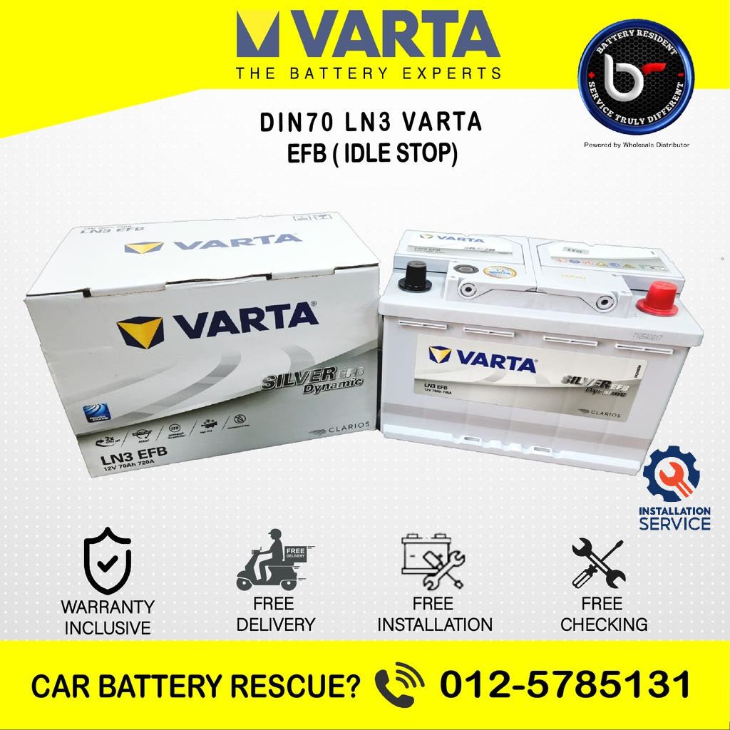 [ Installation Provided ] DIN70L DIN70 EFB LN3 Varta Silver EFB Dynamic MF Car Battery Bateri ...