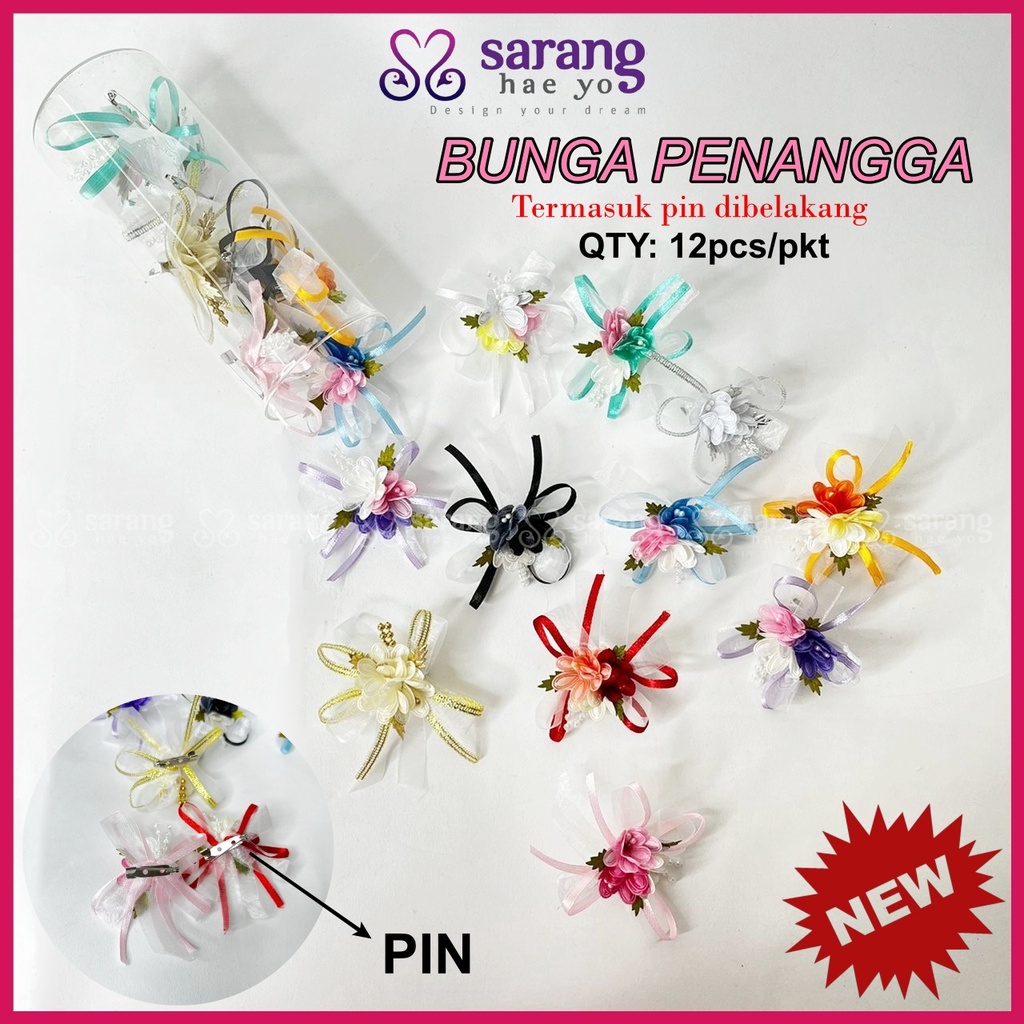 12PCS Hand Made Small Ribbon Reben Flower Corsage Rozet Bunga Penangga ...