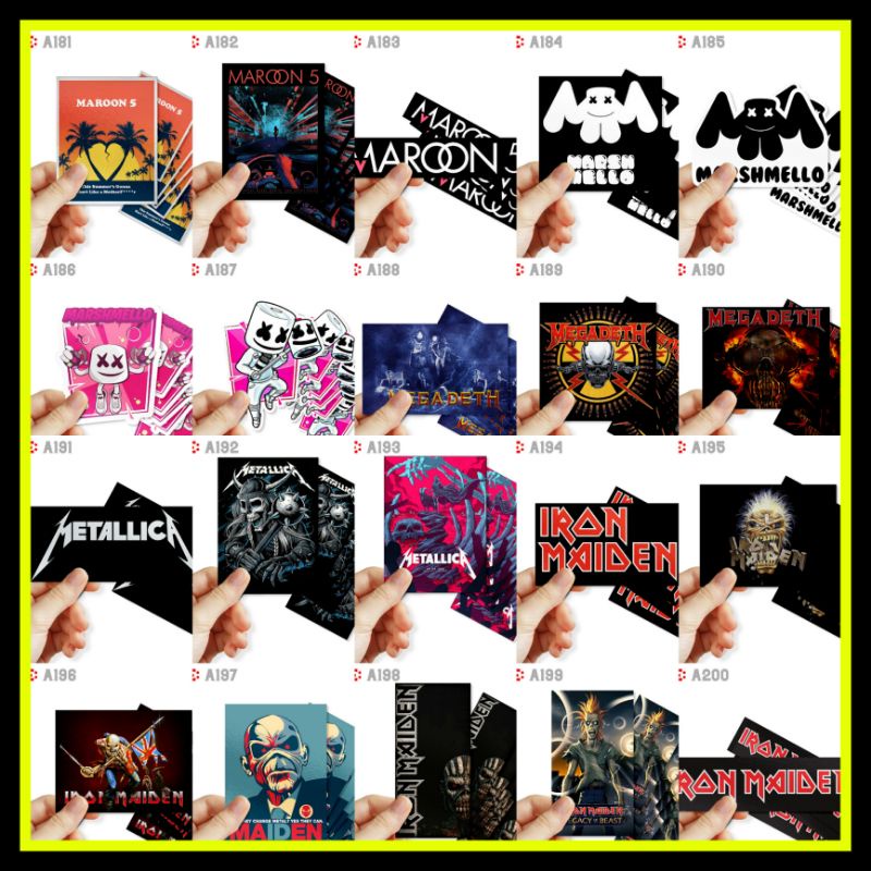 A10 - Waterproof Sticker Band (Maroon 5, Marshmello, Megadeth ...