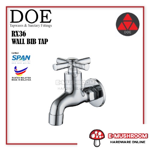 DOE RX36(RP) Basic Series Cross Handle Wall Bib Tap | Shopee Malaysia