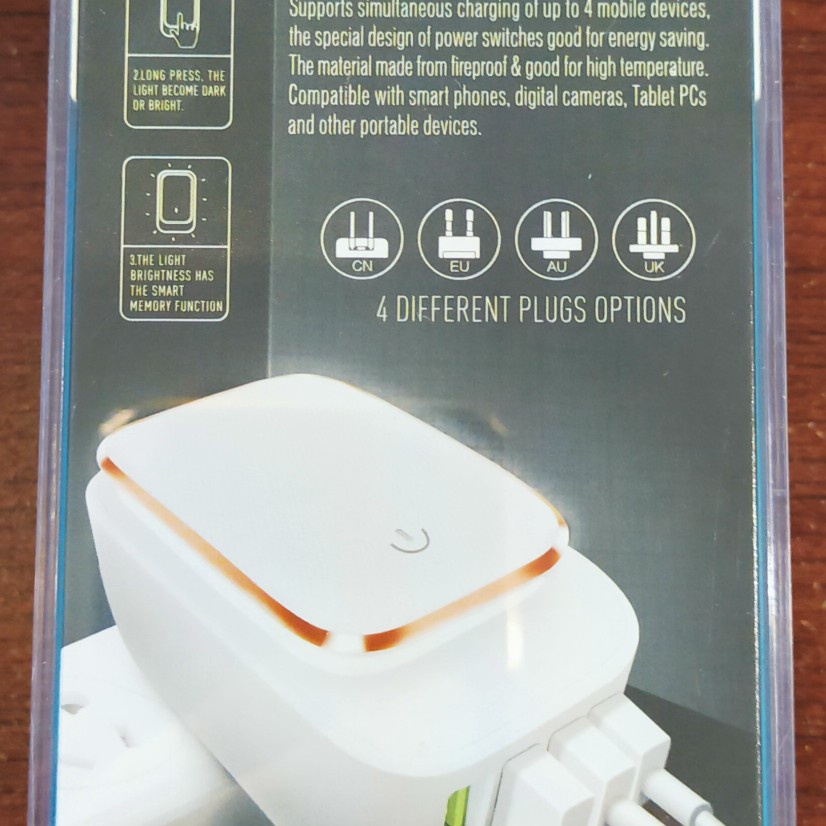 Smart Adapter Secret G 4 Port USB Charger LED Touch Lamp 4.4A A4405 ...