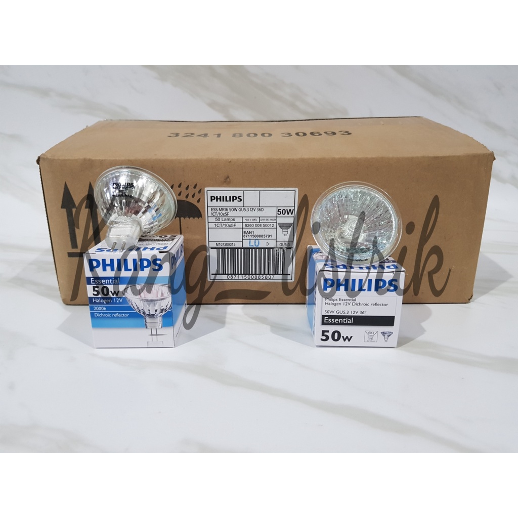 PHILIPS Essential HALOGEN 12V Dicroic GU5.3 12V 20W 35W 50W / MR16 ...