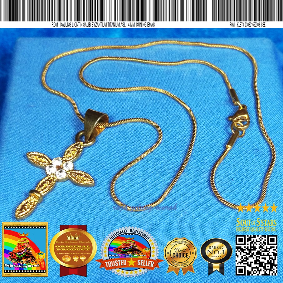 Raja Genuine 4 mm Yellow Gold Byzantium Titanium Cross Pendant Necklace ...