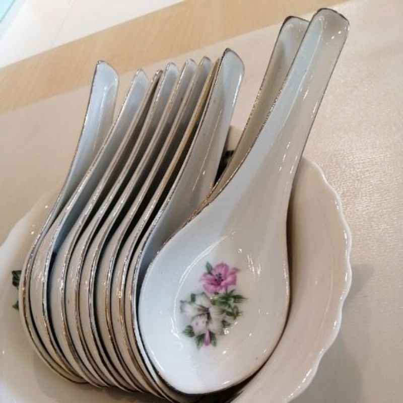 Emas Bunga Kangkung Spoon & Tea Cup Classic Porcelain Vintage Flower ...