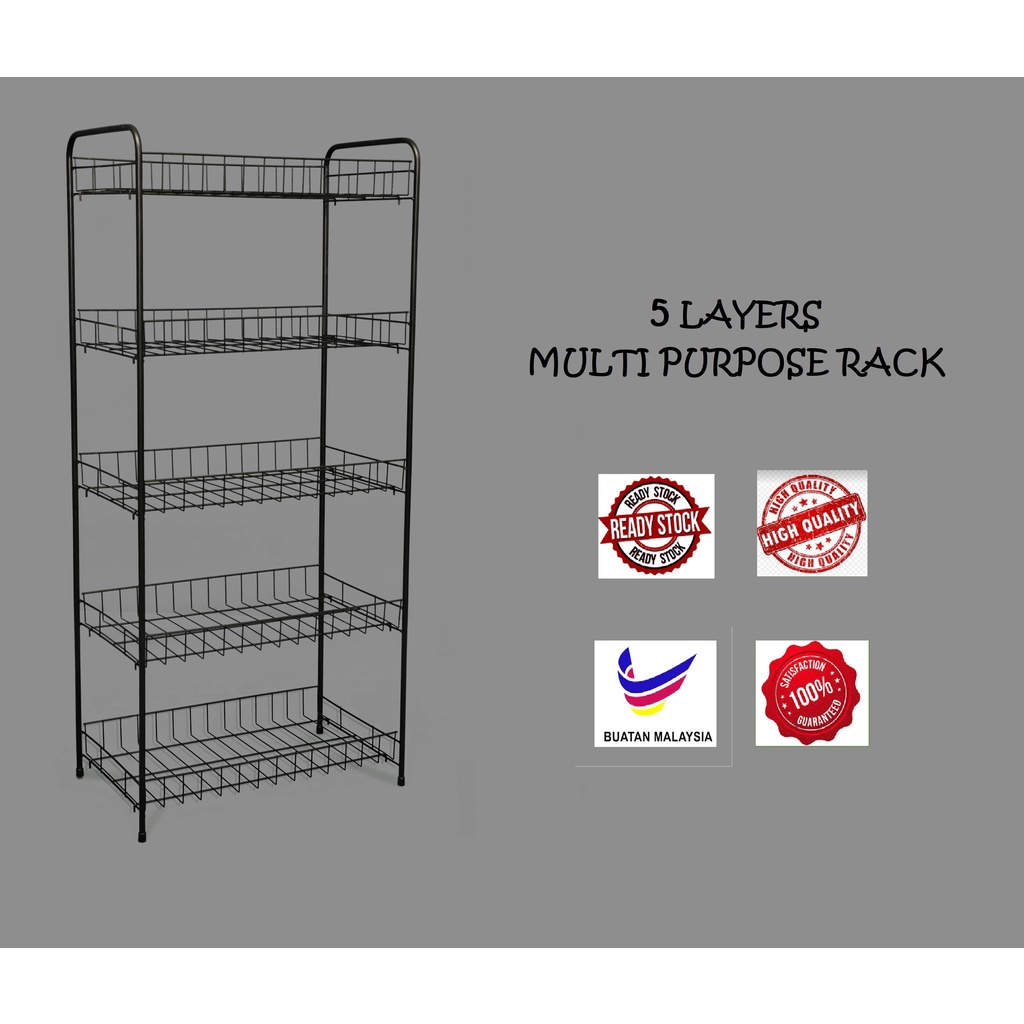 2M-7775 5 Layers Multi Purpose Rack / Rak 5 Tingkat - Black Or Blue ...