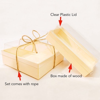 Clear Lid Wooden Gift Box with Rope | Eco Friendly Dessert Packaging ...