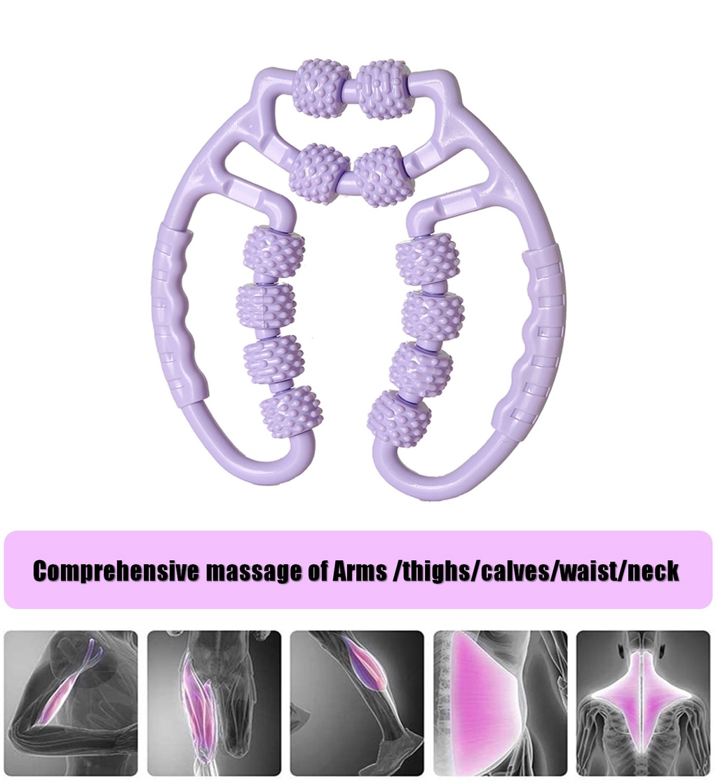 U Shape Yoga Massage Roller 12 Wheels 360 Degree Massager Trigger Point ...