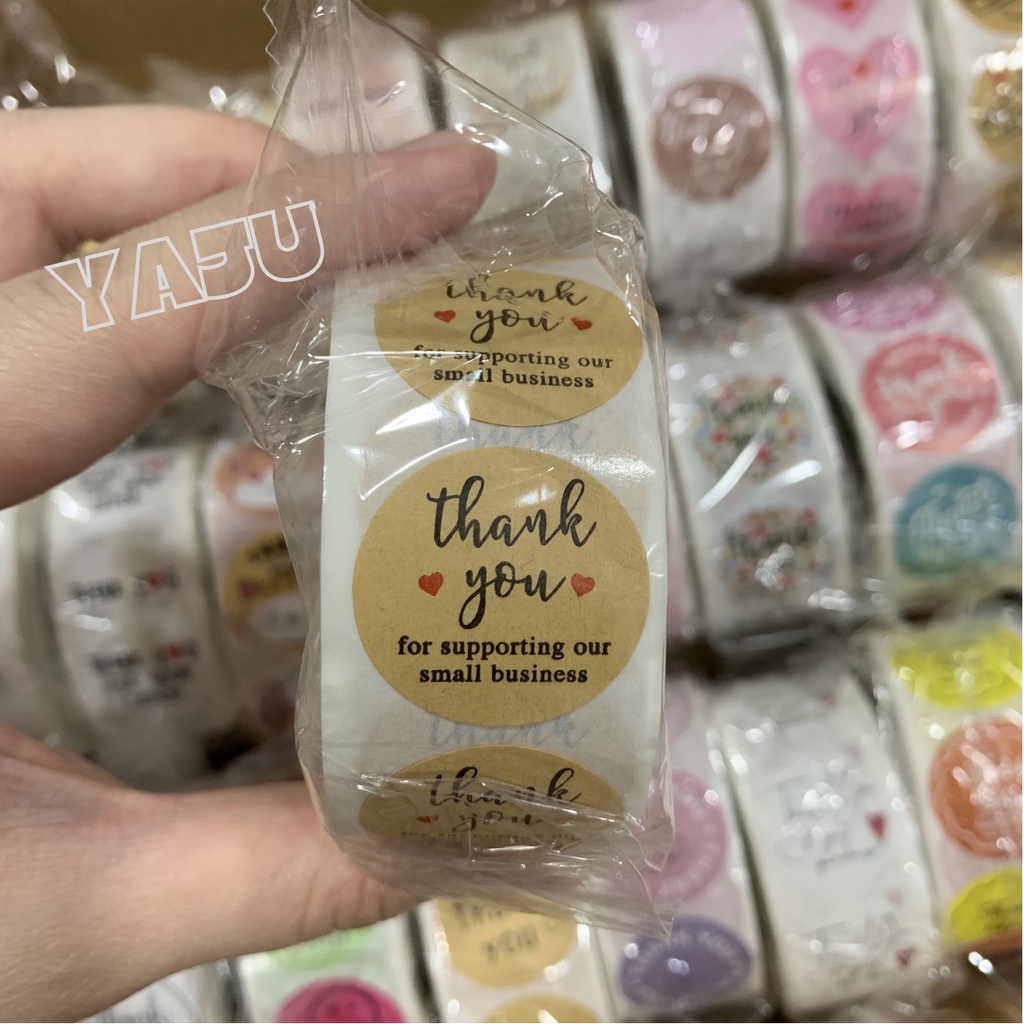 【YAJU!】Thank You & Handmake Sticker 25MM Label Seal Love Terima Kasih ...