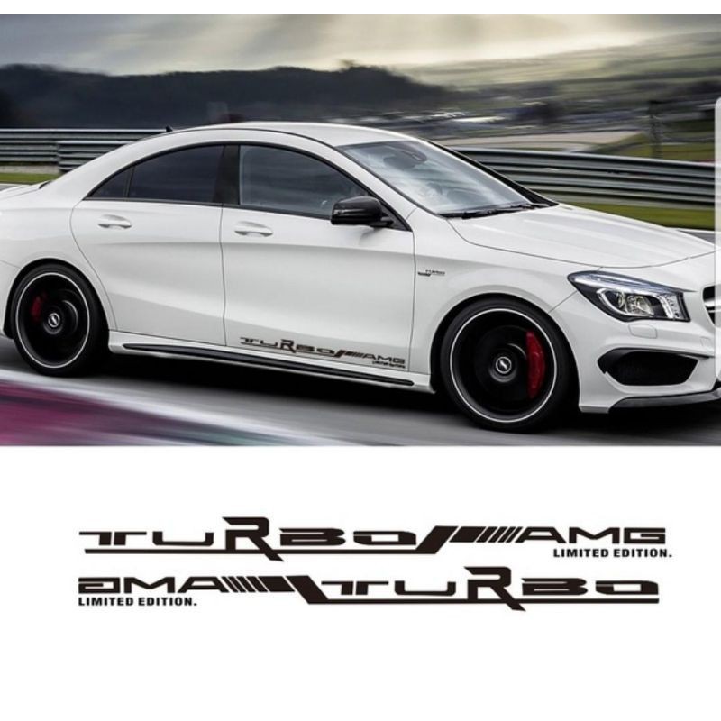 Black/ White AMG Turbo Side Door Decals Stickers for Mercedes Benz AMG ...