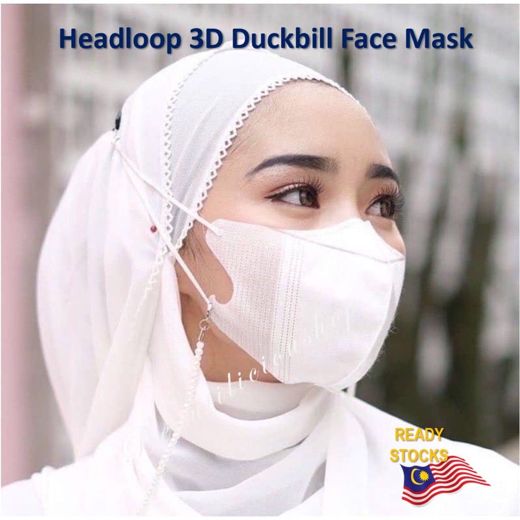 Duckbill Headloop Disposable 3D Adult Face Mask Premium Quality - Black & White Malaysia Ready ...