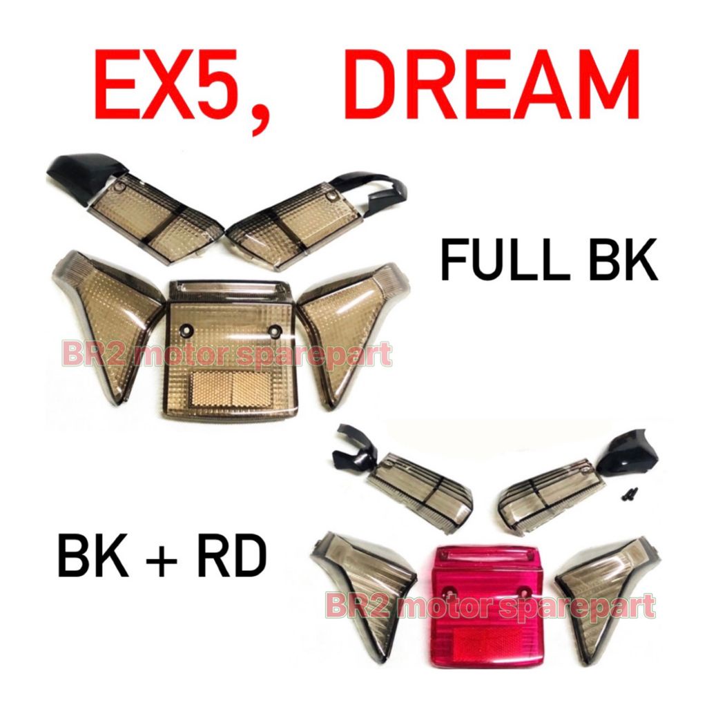 Head lamp signal cover tail lamp lampu depan set (tinted) honda ex5 high power ex5 dream ex5 ...