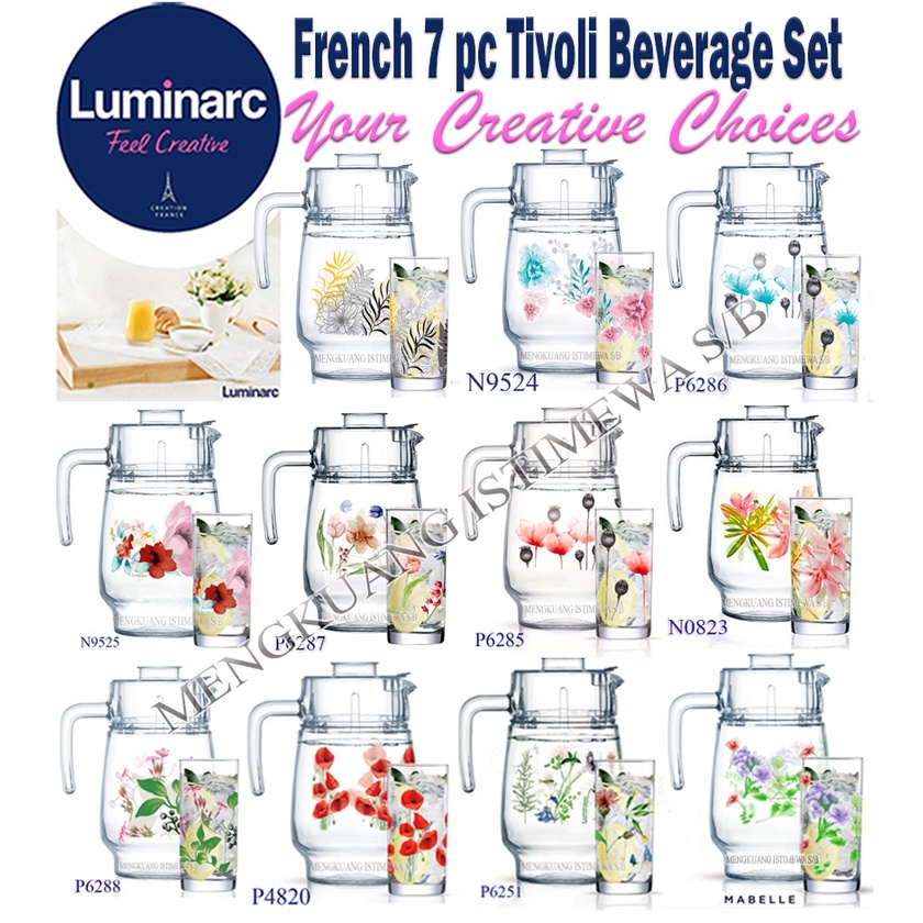Luminarc 7pc Drink Set Tivoli / Minuman Crystal Clear Glass SENP00 ...