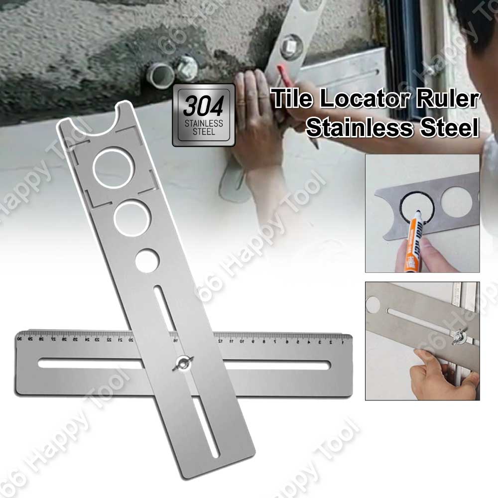Stainless Steel Tile Locator Ruler Adjustable Glass Marble Ceramic Wall ...