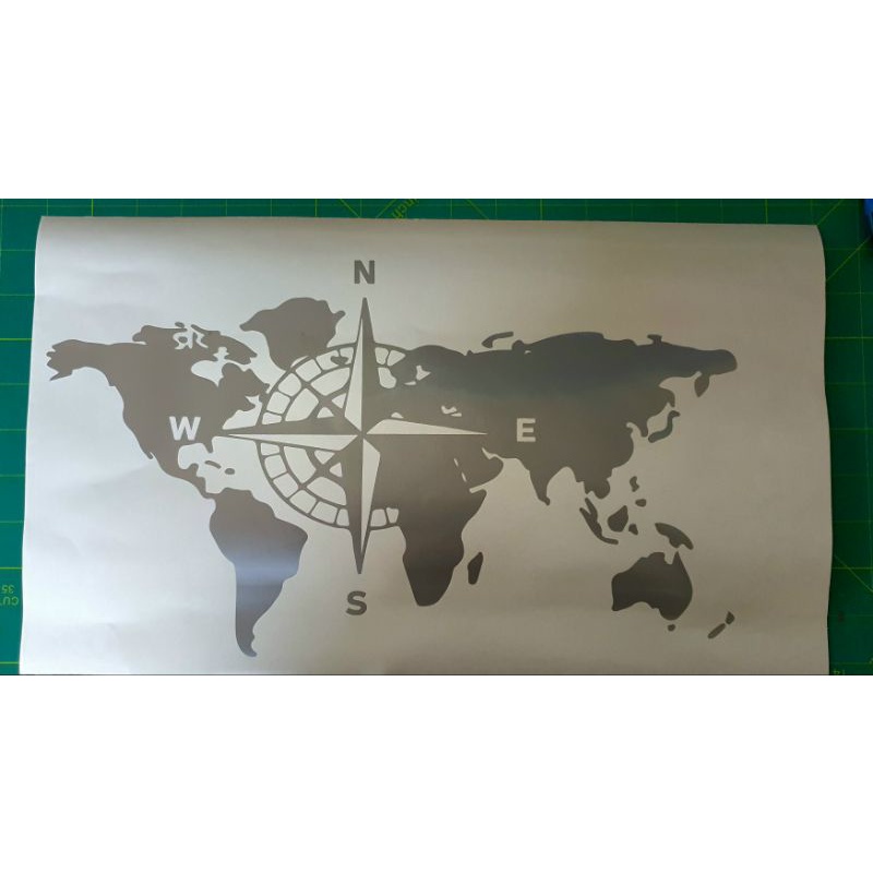 WORLD MAP AND COMPASS STICKER,CARAVAN LOCATION.BOX STICKER,STICKER ...