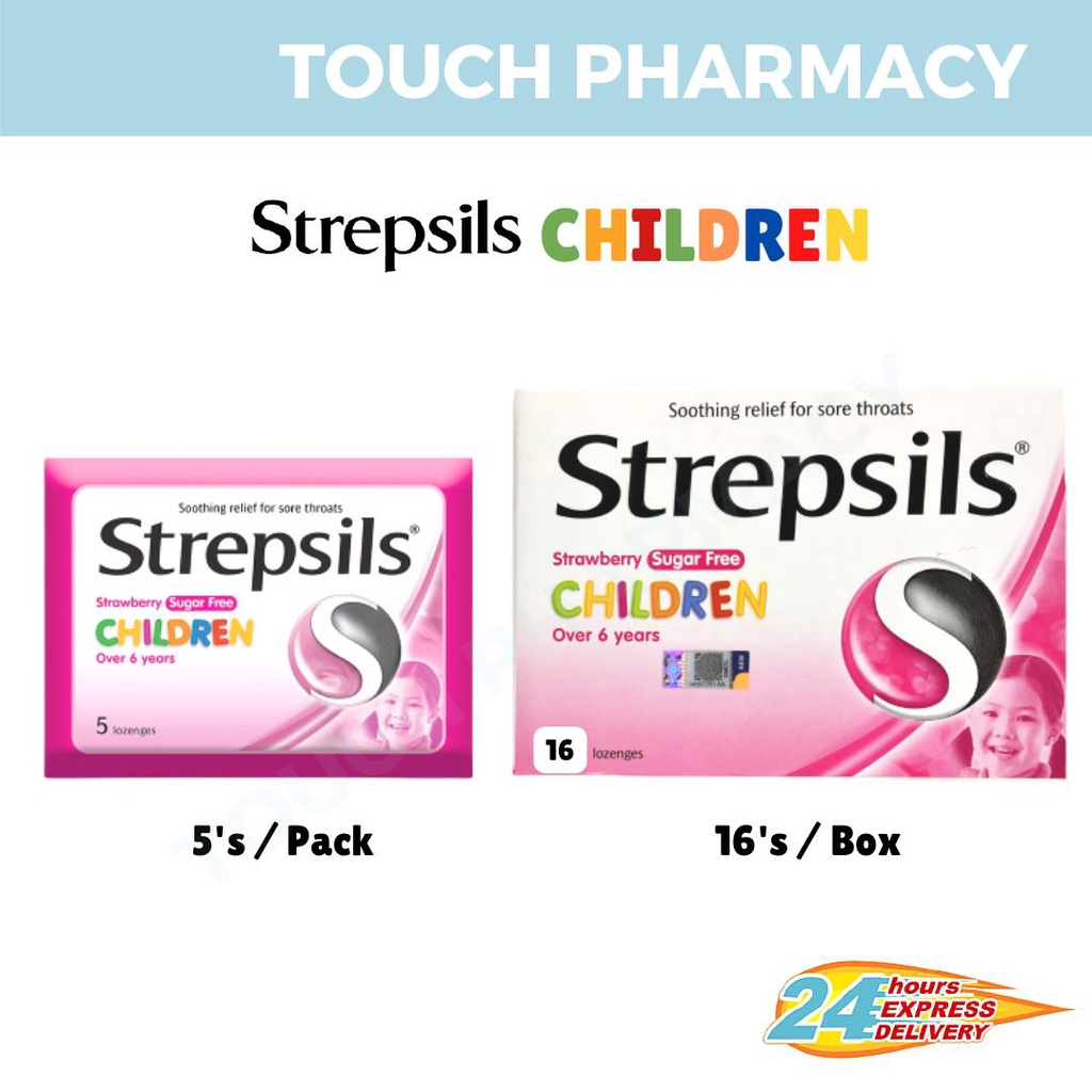 STREPSILS Strawberry Sugar Free Children 5's/Pack / 12's/Box | Shopee ...