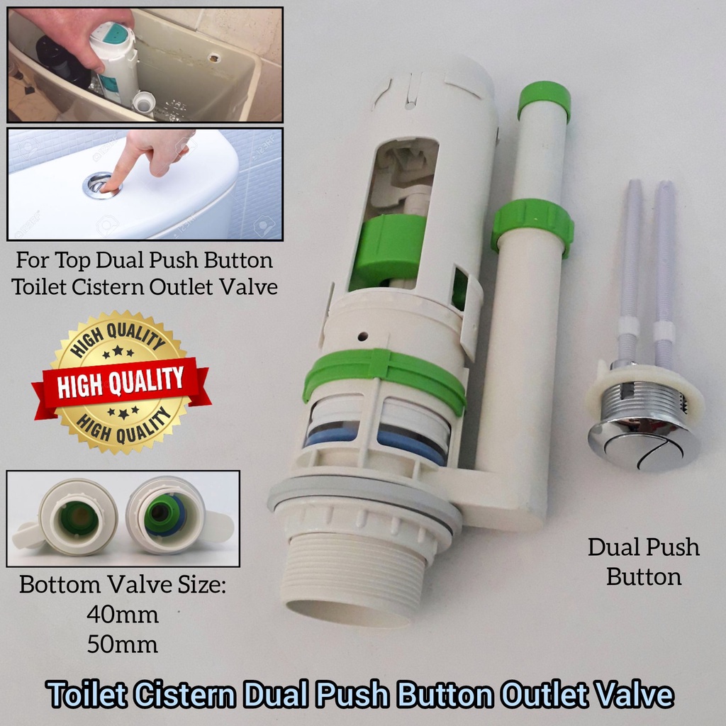 Toilet Cistern Tank Dual Push Button Bottom Outlet Valve Set For Toilet ...