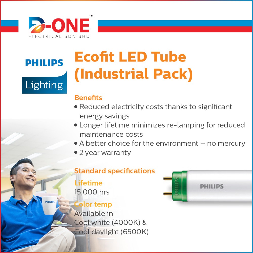 Philips LED Tubes -Ecofit T8 LED Tube (2FT & 4FT) (Industrial Pack ...