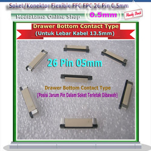 FFC FPC Flexible Socket/Connector 26 Pin 0.5mm Drawer Bottom Contact ...