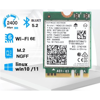 Intel WiFi Bluetooth Card AC 7260 7265 8265 LENOVO/AX210/AX200 NGW Wifi Standard 6E 3-band 2.4/5 ...