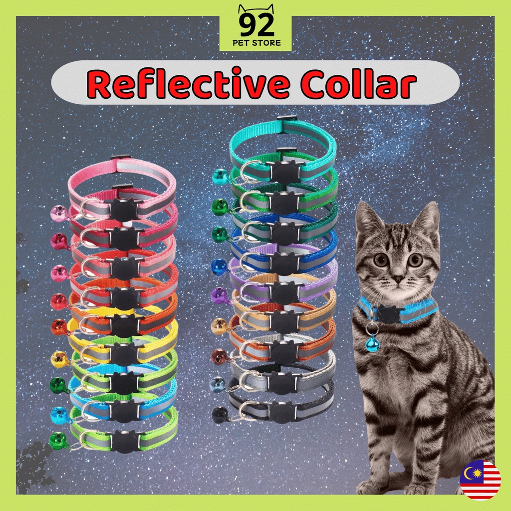 【92 PETSTORE】Rantai Kucing Pet Cat Reflective Collar Bell Kucing ...