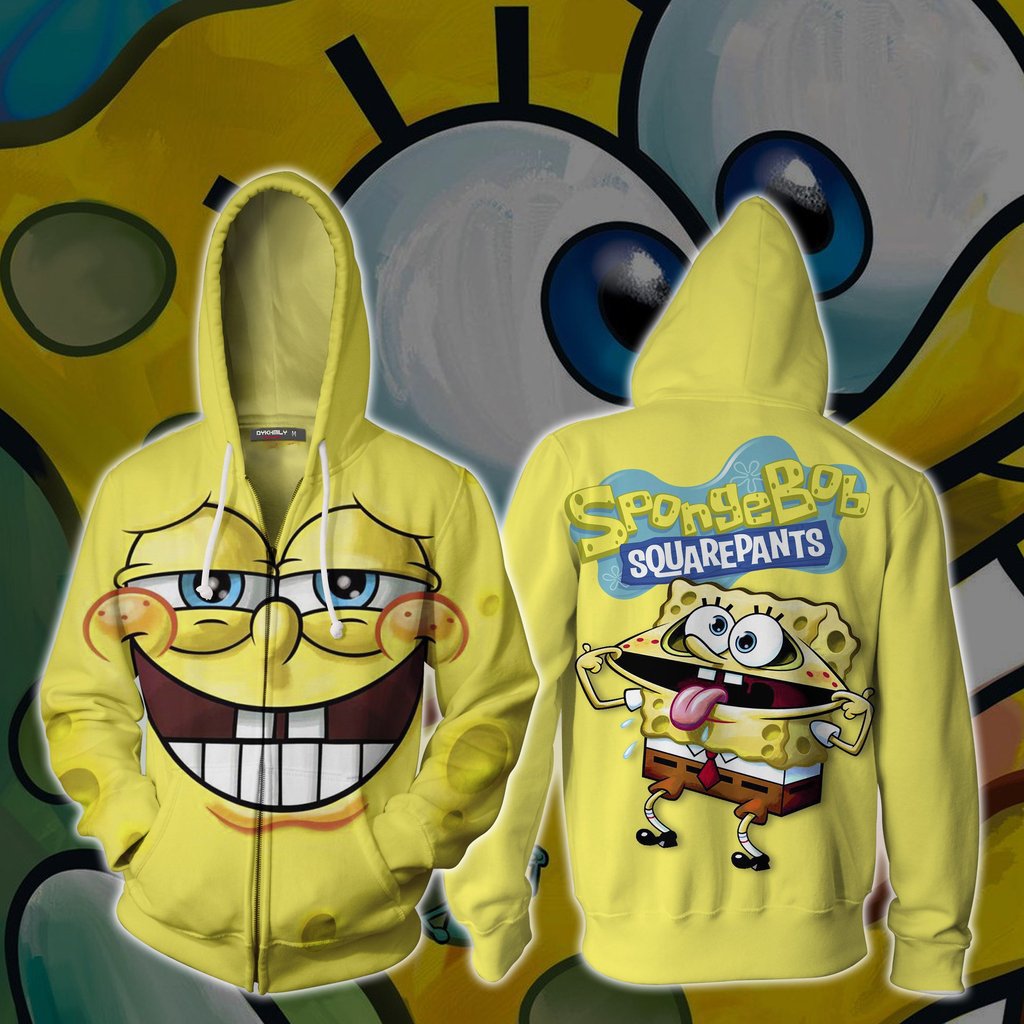 SpongeBob SquarePants Zipper Hoodie Fashion Sweater 3D Print Jacket ...