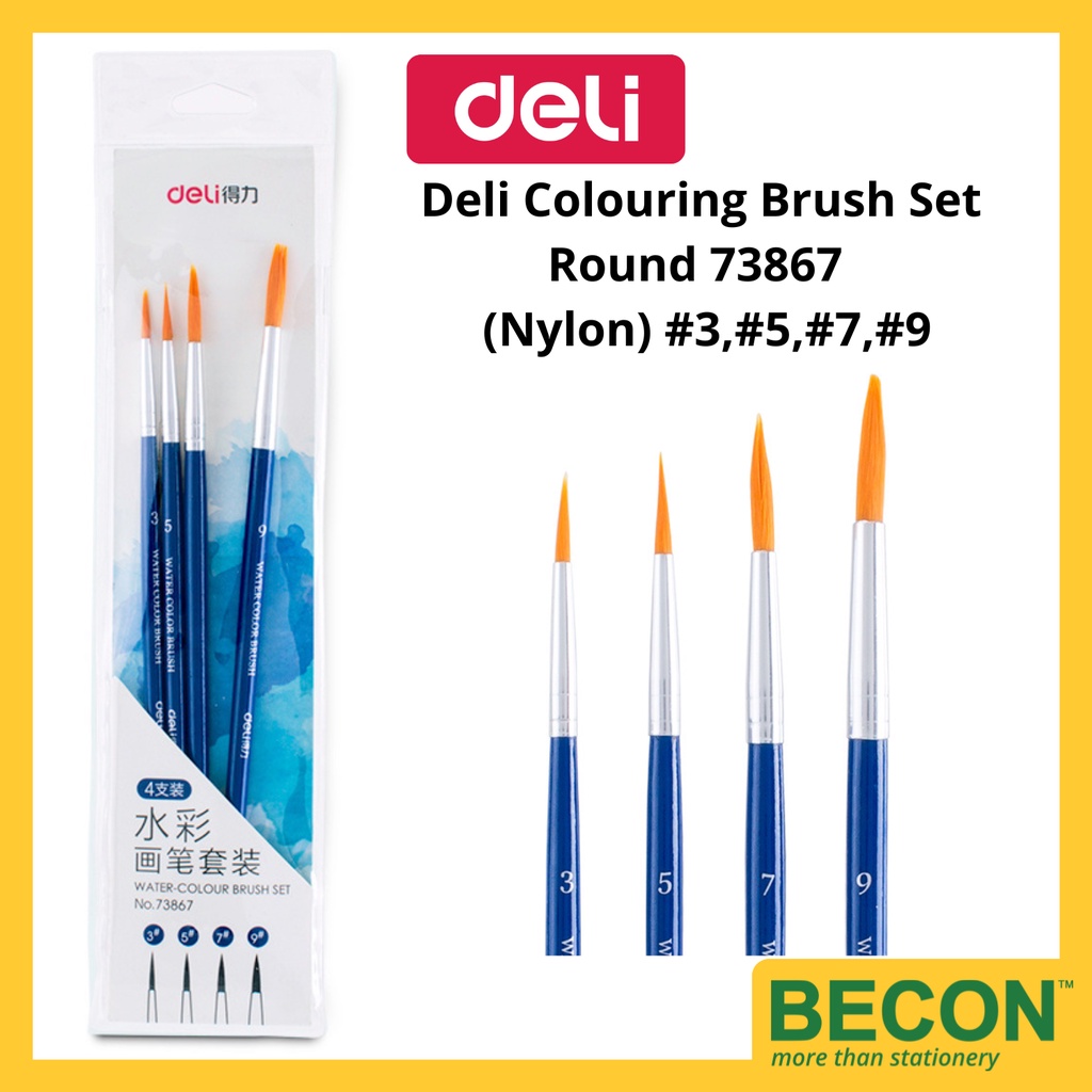 Deli Colouring Brush Set Round 73867 (Nylon) #3,#5,#7,#9 | Shopee Malaysia