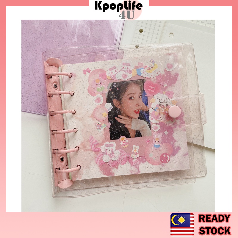 Korean Mini 6 Ring Glitter Square Notebook Album Diary Notebook Sticker ...