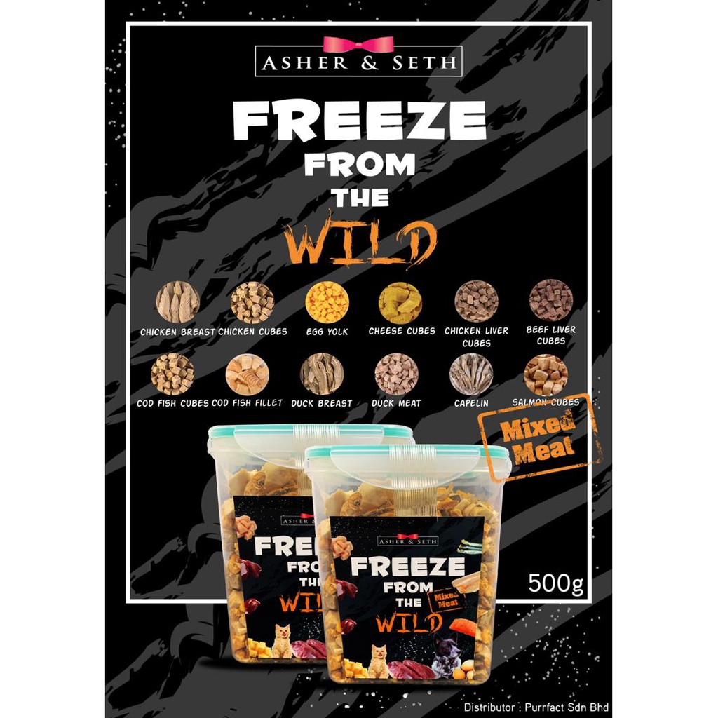 Asher & Seth Freeze From The Wild 500g | Freze Dried Pet food| 冻干猫粮 ...