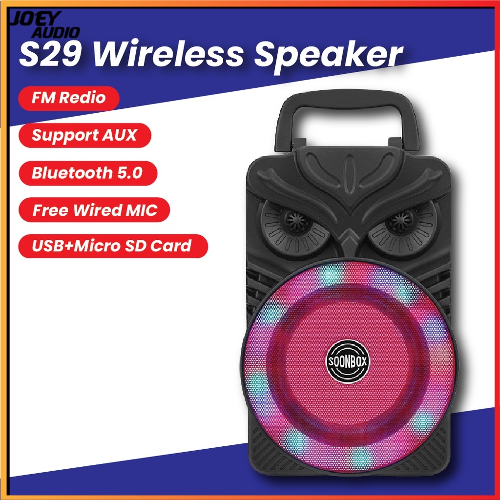 SOONBOX S29 Karaoke Wireless Bluetooth 4 Inch Portable Speaker with Mic ...