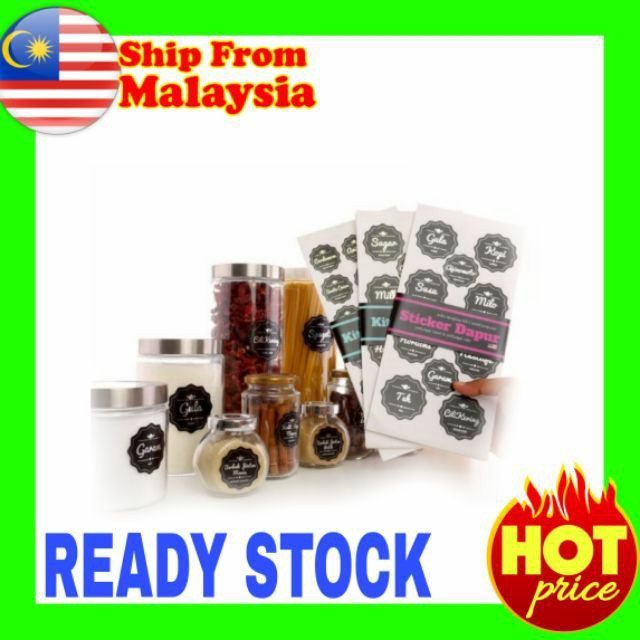 STIKER DAPUR 💥Kitchen Labels / Sticker Dapur / Label Rempah Bahan Masak ...