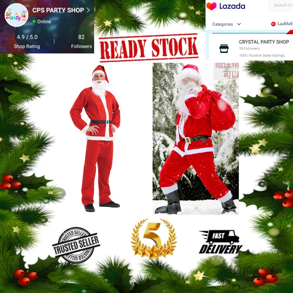 *READY STOCK* SANTA CLAUS Costume Santarina Costume Santarini Costume ...