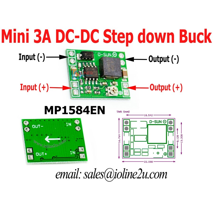 MP1584EN Adjustable 3A DC-DC Step down power converter buck mini size | Shopee Malaysia