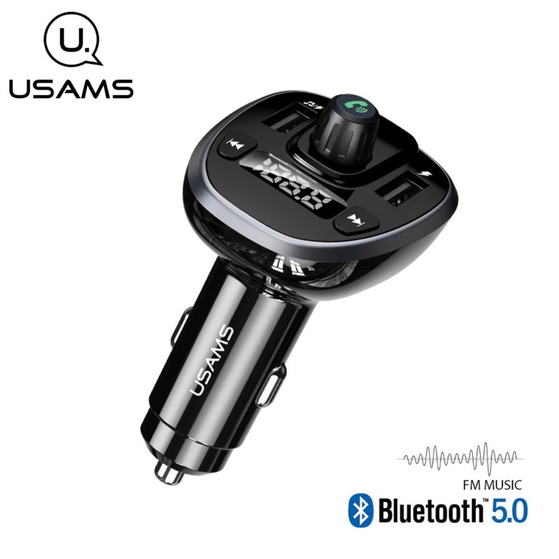 USAMS C21 Dual USB Wireless FM Transmitter Car Charger Bluetooth & 3.4A ...