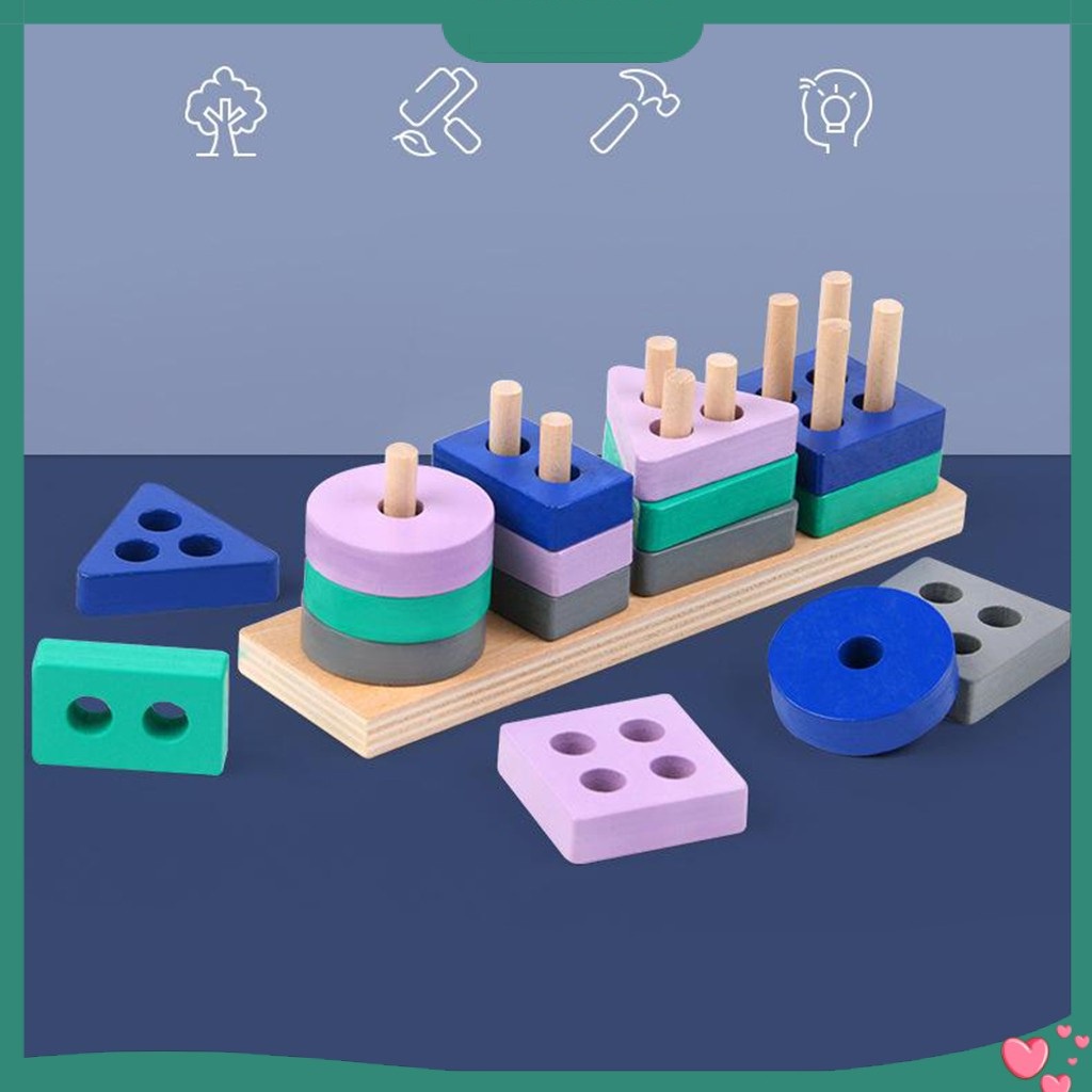 KAYU Children's Educational Toys Basic Shape Wooden Block Geometry ...