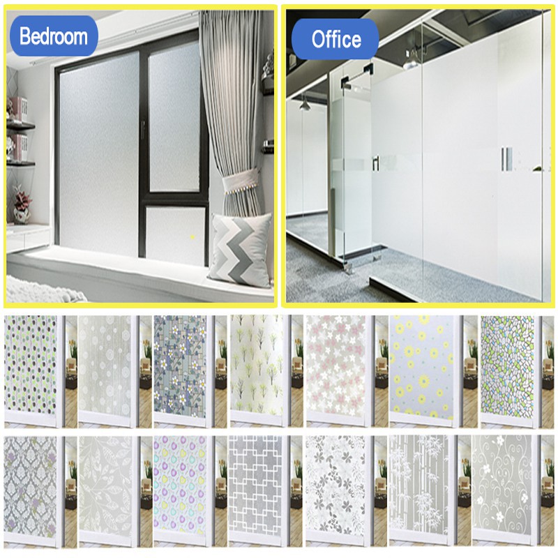 90cm x 1meter door window film frosted glass sticker flowers bathroom ...