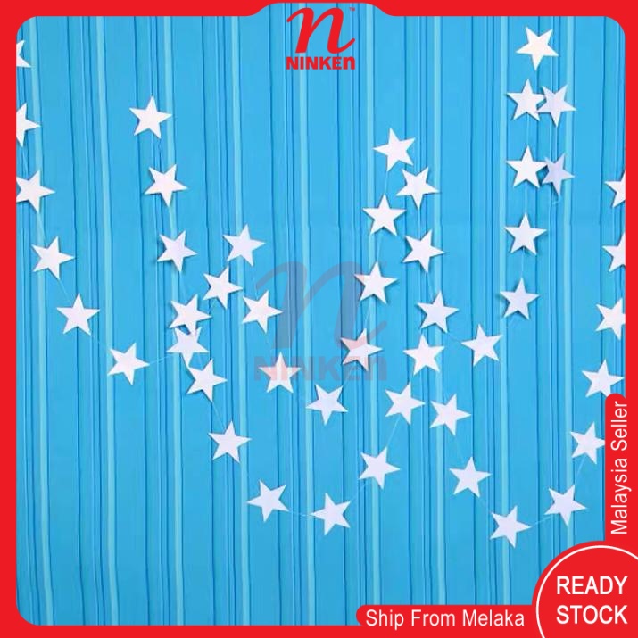4M Length Wall Hanging Backdrop Star Garland Banner Happy Birthday ...