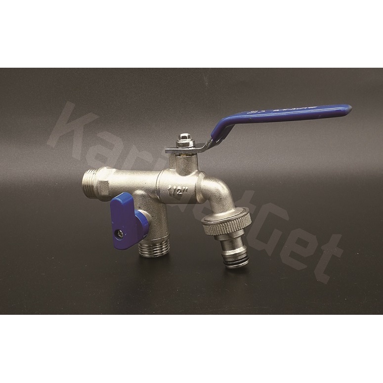 HEAVY DUTY TWO WAY BRASS BIB COCK | GARDEN BIB TAP | WASHING MACHINE TAP | KEPALA AIR PIPE ...