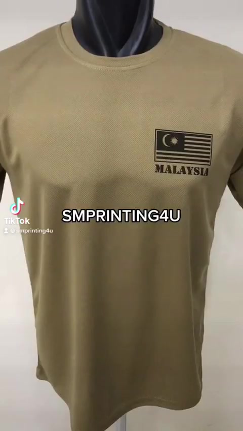SM 005 Bendera Malaysia Army Style T-Shirt Microfiber Warna Sand Khaki ...