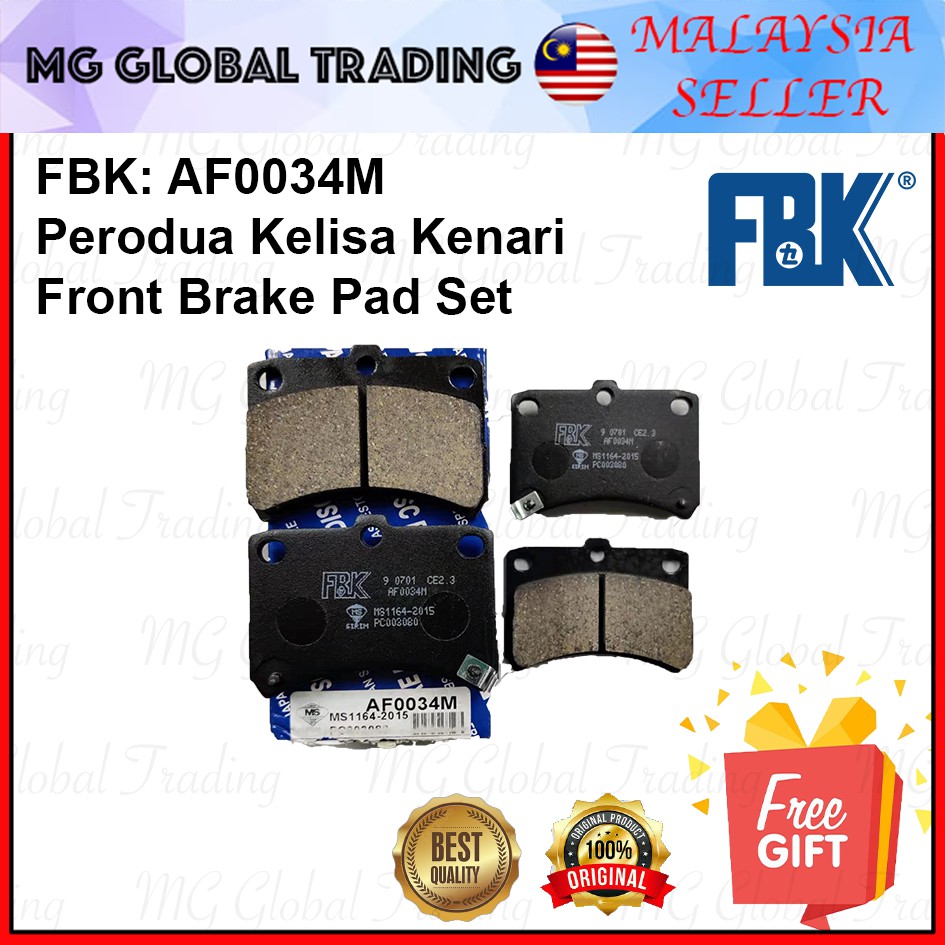Perodua Kelisa / Kenari - FBK AF0034M Front Brake Pads Set ( 04491-68R01-000 ) | Shopee Malaysia