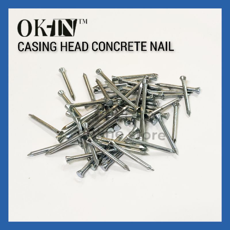 OK-IN 16mm / 20mm / 35mm Casing Head Concrete Nail Paku Cement | Shopee ...