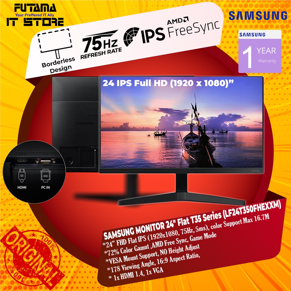 SAMSUNG MONITOR 24" Flat T35 Series (LF24T350FHEXXM) | Shopee Malaysia