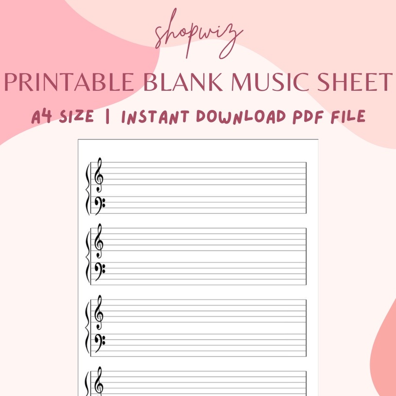 Printable Music Sheet [PDF FILE] | A4 Size | For Kids/Yourself | Blank ...